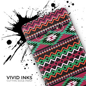 DesignSkinz Vector Green & Pink Aztec Pattern Protective Vinyl Decal Wrap Skin Cover Compatible with The Samsung Galaxy S20 (Screen Trim & Back Glass Skin)