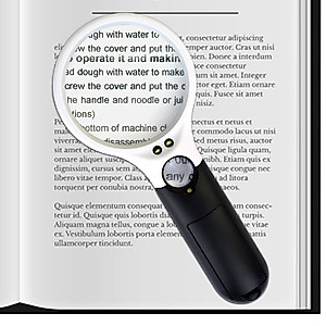 obmwang 3 LED Light 3X 45x Handheld Magnifier Illuminated Reading Magnifying Glass Lens Jewelry Loupe Ideal for Reading, Crafts, Hobby, Black and White Stitching