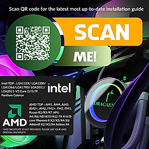 Dracaena AIO CPU Cooler, Color Change Remote, 120mm Radiator, ARGB PWM Fans Quiet Less Than 27DBA, Compatible with AMD AM5/AM4-Intel LGA 1700/1200/115X, Leakproof Technology, High Flow Pump, Black