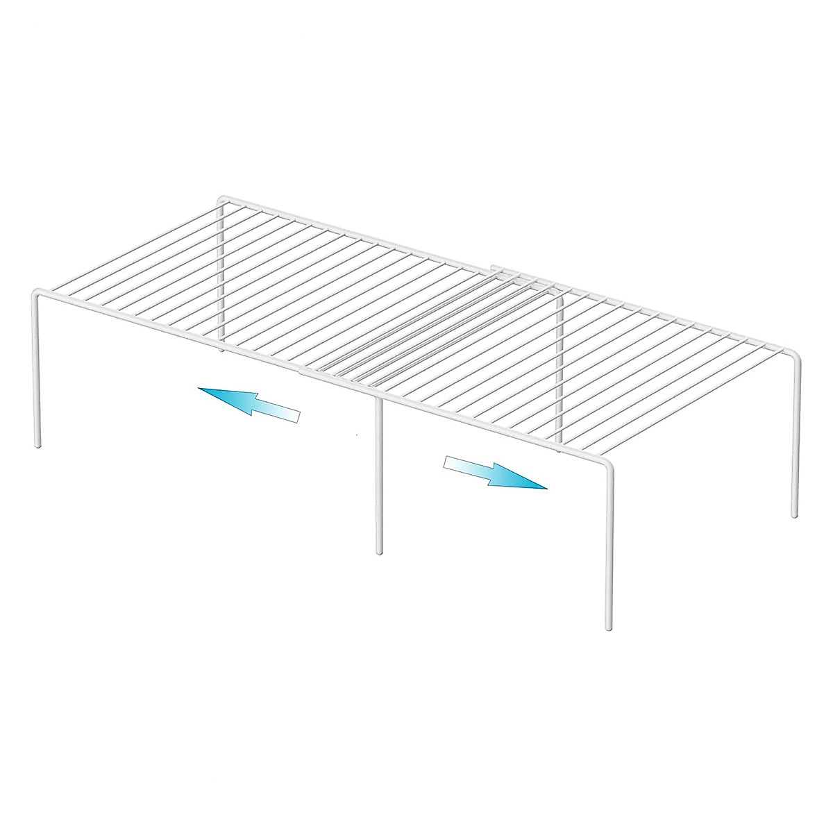 iPEGTOP Expandable Freezer Cabinet Storage Shelf, 2 Pieces Rustproof Spice Rack, Adjustable Kitchen Organizer Counter Fridge Pantry Shelf Space Saver (White)