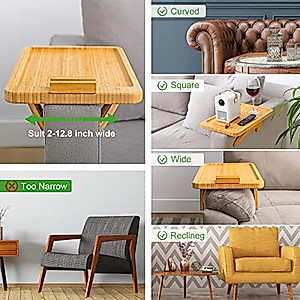 SINWANT Couch Arm Tray Table Sofa Arm Clip Table,Sofa Armrest Tray Table Suitable for Home Drinks/Eat/Fruit,Sofa Tray Table for Couch with Phone Hoder Cup Holder