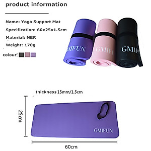 GMIFUN Small Yoga Knee Pad Cushion Extra Thick,Support for Knees, Head, Wrists and Elbows,Exercise Mini Mat with Strap and Carrier Bag Purple