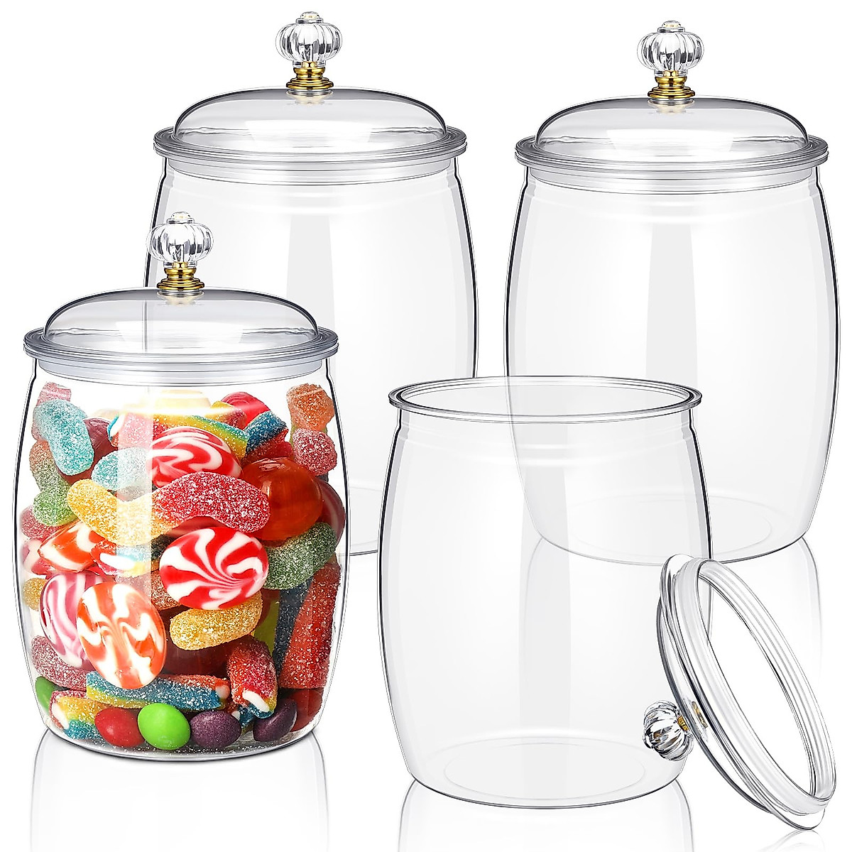 Nuogo Candy and Cookie Jar Plastic Jars with Lids Decorative Apothecary Jars Candy Buffet Containers Clear Airtight Food Storage Canister Home Decoration