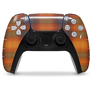 WraptorSkinz Skin Wrap compatible with Sony PS5 DualSense Controller Plaid Pumpkin Orange (CONTROLLER NOT INCLUDED)