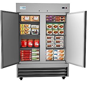 KoolMore - RIF-2D--SS 54" 2 Door Stainless Steel Upright Commercial Reach-in Freezer - 47 cu. ft (RIF-2D-SS)