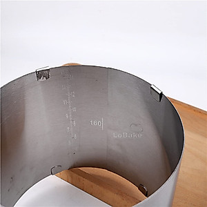 LoBake 6 to 12 Inch 6cm to 15cm Height Stainless Steel Adjustable Round Mousse Cake Rings Stretch Baking Mold DIY Baking Supplies (15cm Height)