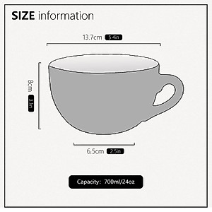 EISTEE Cereal Bowl,soup bowl,tea bowl,Large Soup Cup Ceramic Breakfast Bowl with Handle, 700ml Cereal Soup Bowl, Pumpkin Soup and Salad. Dishwasher, Microwave and Oven are Safe.-red (Color : Red)