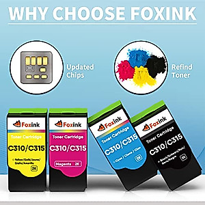 FOXINK Remanufactured for Xerox C310 C315 Toner Cartridge 006R04357 006R04356 006R04358 006R04359 3000 & 2000 Pages Compatible with Xerox C310 C310DNI C310DNIM C315 C315DNI Printer