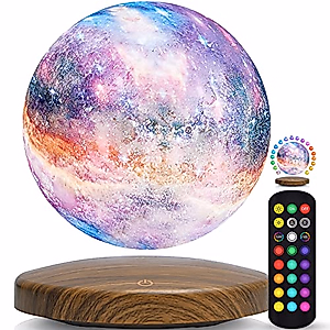 DTOETKD Levitating Galaxy Moon Lamp, 18 Colors 3D Moon Light Floating and Spinning with Remote & Magnetic Dark Base, Room Decor Night Light, Birthday Thanksgiving Christmas Gifts for Kids/Friends