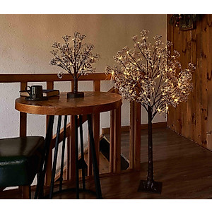 Hairui Lighted Gypsophila Tree 4FT 90 LED Artificial Baby Breath Flowers with Lights for Wedding Party Winter Christmas Holiday Decoration
