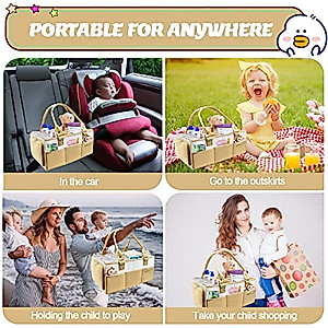 Veoiramc Diaper Caddy Organizer for Baby - Large Diaper Caddy for Baby with Handle, Felt Diaper Organizer Caddy for Change Table, Portable Changing Table Diaper Caddy for Baby Boy, Girl - Brown