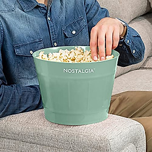 Nostalgia Hot Air Electric Popcorn Bucket with Lid, 24 Cup, Healthy Oil Free Popcorn with a Removable Serving Bucket for Easy Snacking, Sage