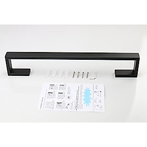 TocTen Bath Towel Rack - Square Base Thicken SUS304 Stainless Steel Towel Bar for Bathroom, Bathroom Bar Accessories Towel Rod Heavy Duty Wall Mounted Towel Holder (Matte Black, 16 Inch)