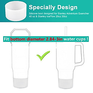 4Pack Silicone Boot for Stanley 40oz Quencher Adventure & Stanley IceFlow 30oz 20oz, Reduces Noise Scratches Protective Cup Bottom Sleeve Cover Compatible with Stanley Cup Accessories (Transparent)