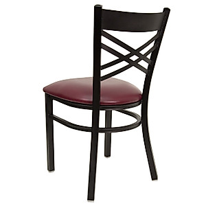 Flash Furniture HERCULES Series Black ''X'' Back Metal Restaurant Chair - Burgundy Vinyl Seat