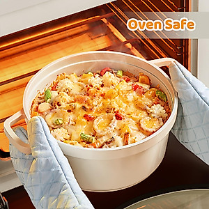 Enamel Dutch Oven with Lid, 4.3 Quarts Non-Stick Ceramic Saucepan Cooking Pot, Soup Pot with Dual Handles, Cookware for Cooking, Baking, Cold Storage and Serving, Oven Safe up to 536° F (White)