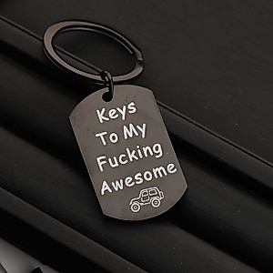 BLEOUK Keys to My Fucking Awesome Car Vintage Car Keychain for Her Him