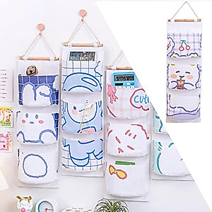 Leefasy Stylish 3 Wall Door Hanging Storage Bag Organizer Waterproof Closet Pouch for Small Accessory Toys Decor,