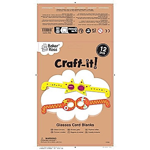 Baker Ross Design Your Own Glasses, Blanks for Kids to Paint and Decorate for Arts and Crafts Activities (Pack of 12), 35cm, White (ET608)