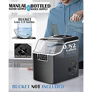 Kndko Ice Maker 45Lbs,2-Way Add Water,Self Cleaning Ice Makers Countertop,Home Ice Machine,Ice Size Control,24H Timer,Party Countertop Ice Maker for Home Bar RV,Stainless Steel Ice Maker Machine