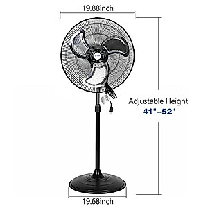 BILT HARD 3850 CFM 18" High Velocity Pedestal Oscillating Fan, 3-Speed Industrial Standing Fan with Aluminum Blades, Heavy Duty Metal Shop Fan for Commercial, Residential, and Garage, 2 Pack