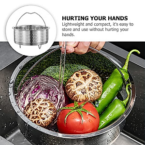 DOITOOL Stainless Steel Steamer Basket for Metal Steamer Insert Steaming Rack with Handle Vegetables Fruit Colander Strainer Rice Cooker Steaming Basket for Dumpling Dim Sum 22cm