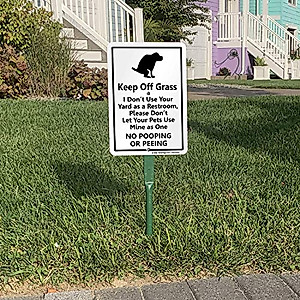 SmartSign "Keep Off Grass" Funny Dog Poop Sign for Lawn | 21” Tall Stake & Sign Kit