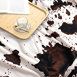 Soft Cow Print Blanket, Ultra Cozy Cow Throw Blanket for Couch Bed and Travel, Cow Decor Throw Blankets for All Seasons 50"x60"
