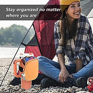 WUQID Adjustable Water Bottle Pouch for Stanley Quencher Adventure & Stanley IceFlow 20oz 30oz 40oz, Gym Accessories for Women Men, Tumbler Pouch Bag with Cards, Keys, Wallet, Earphone,Compact