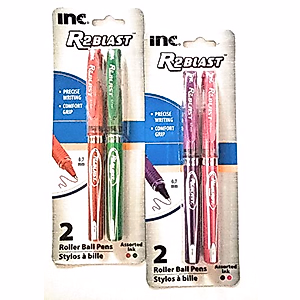 R2 Blast Gel Rollerball 0.7mm Colored Gel Pen Set: 4 Items Including Gel Pens in the Following Colors: Green/Red/Pink/Purple (4 Pens Total)
