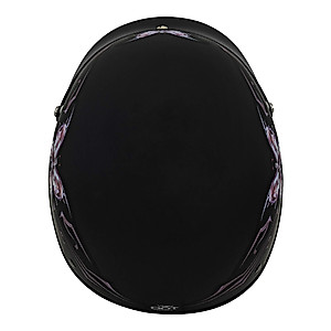 VCAN Cruiser Intricate Butterfly Motorcycle Half Helmet (Flat Black, Small)