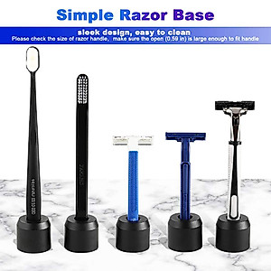 Caudblor 2Pcs Men's Shaving Safety Razor Stand, Premium Aluminum Alloy Matte Black Retro Double Edged Razor Holder for Men Women, Simple Small Long Handle DE Razor Base Tool, Cute Shaver Accessories