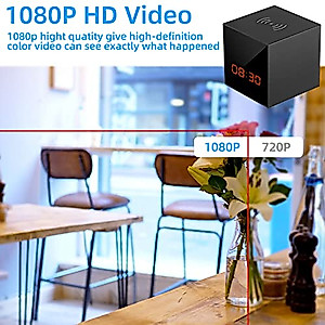 LIZVIE Hidden Camera Clock Wireless Charger Unobtrusive Spy Camera Clock Enhanced 1080p HD Picture, Seurity Camera, Night Vision, Live Video, Wireless Charger