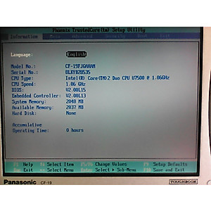Panasonic ToughBook CF-19 INTEL Core 2 Duo 1100MHz 80Gig Serial ATA HDD 1024mb DDR2 NO OPTICAL DRIVE Wireless WI-FI LCD Genuine Windows 7 Professional 32 Bit Laptop Notebook Computer