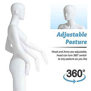 70" Mannequin Famale Full Body Dress Form Display, Realistic Mannequin Body Manikin Torso Stand for Retail Clothing Shops, White