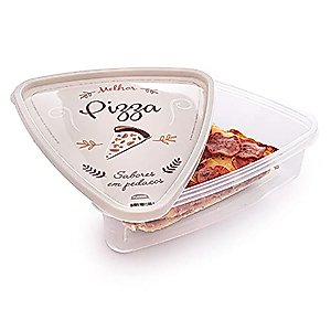 Pizza Slice Container Storage with Lids. Tray, Holder and Saver. 4 Plastic Packs to go. The Best Idea to Serve Pizza to Your Kids. (4, Fendy)