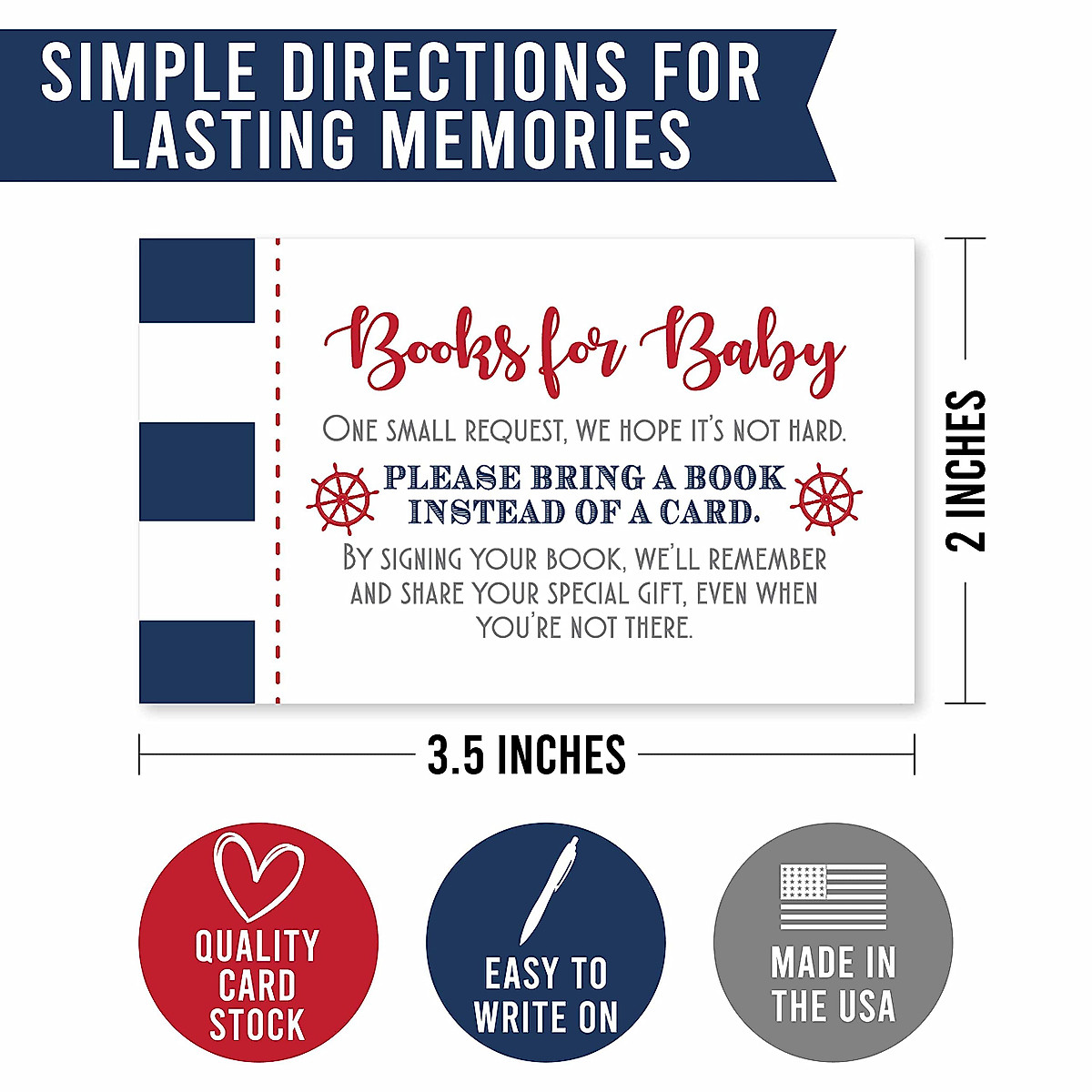 25 Baby Shower Book Request Baby Shower Guest Book Alternative - Nautical Baby Shower Invitation Inserts, Books For Baby Shower Request Cards, Bring A Book Instead Of A Card, Baby Shower Book Request