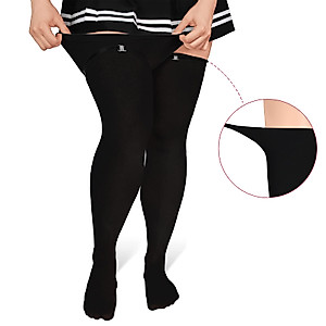 Littleforbig Plus Size Thigh High Cosplay 3D Paw Pad Silicone Kitten Over The Knee Silk Stockings - Black