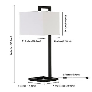 Grayson 26" Tall Table Lamp with Fabric Shade in Blackened Bronze/White