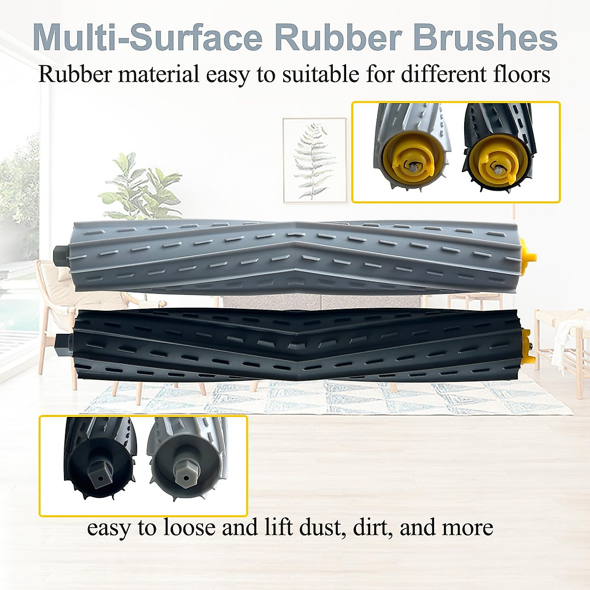 Zengerent 2 Sets Roller Brushes Replacement Compatible with iRobot Roomba 800 900 Series, Dual Multi-Surface Rubber Brushes Roomba Replacement Accessory for Irobot Roomba Vacuum Cleaner