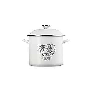 Le Creuset Enamel On Steel Traditional Shrimp Stockpot, 10 qt., White