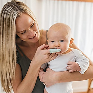 Dr. Brown's Silicone Finger Toothbrush for Baby with Travel-Storage Case, 3m+, Gray and Light Green, 2-Pack