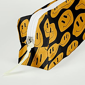 Pencil Pouch Pencil Case Pencil Bag Pen Case Pouch Box Organizer for Teen Girls Boys School Students Men Women Waterproof Zipper Pouch for Office Supplies Makeup, Hippie Trippy Melting Smiley Face
