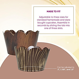 Wood Grain Cupcake Wrapper, Woodland Wood Themed - Wild One Birthday Decoration, Nature Cupcake Party Decor Supplies for Baby Shower, Brunch, Wedding, Dessert Skirtz-Confetti Couture (36)