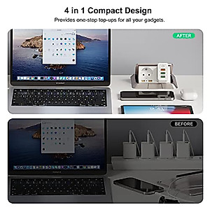 40W USB C Wall Charger Block, 2-Pack 4Port PD+QC Fast Power Adapter, Type C Charging Brick Cube Plug for iPhone 11/12/13/14/Pro Max, XS/XR/X, iPad/AirPods Pro, Samsung, Google, Tablet, Android(White)