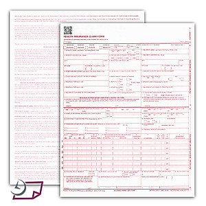 CMS 1500 / HCFA 1500 Insurance Claim Forms - Laser/Ink-Jet Compatible (New Version 02/12) Letter Size 8-12" x 11" 500 Sheets Per Ream