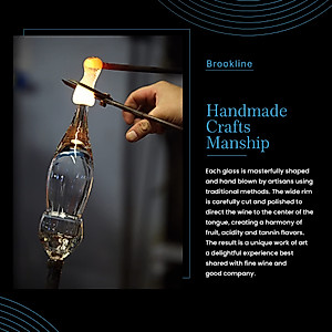 Brookline Wine Glass - Premium Crystal Italian Style Hand Blown, Long Stem 17.50 oz Red and White Wine Glass Set - Ultra Thin Stem Durable Glassware - Gift for Wedding, Birthdays and Party Glasses