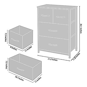 AZL1 Life Concept Dresser Storage Furniture Organizer-Large Standing Chest for Bedroom, Office, Entryway, Living Room and Closet-4 Removable Fabric Drawers, Light Grey