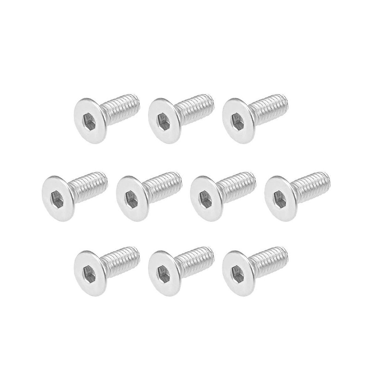 uxcell M4x10mm Flat Head Machine Screws Inner Hex Screw 304 Stainless Steel Fasteners Bolts 40Pcs