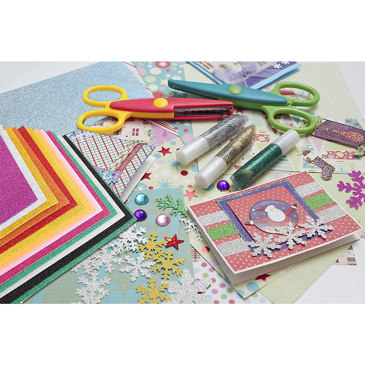 10 Sheets Glitter Foam Sheets for Crafts, A4 Cardstock Paper Sparkles Self Adhesive Sticky Paper for Christmas Construction Scrapbook Gift DIY Cutters Card Party Decoration (Black)